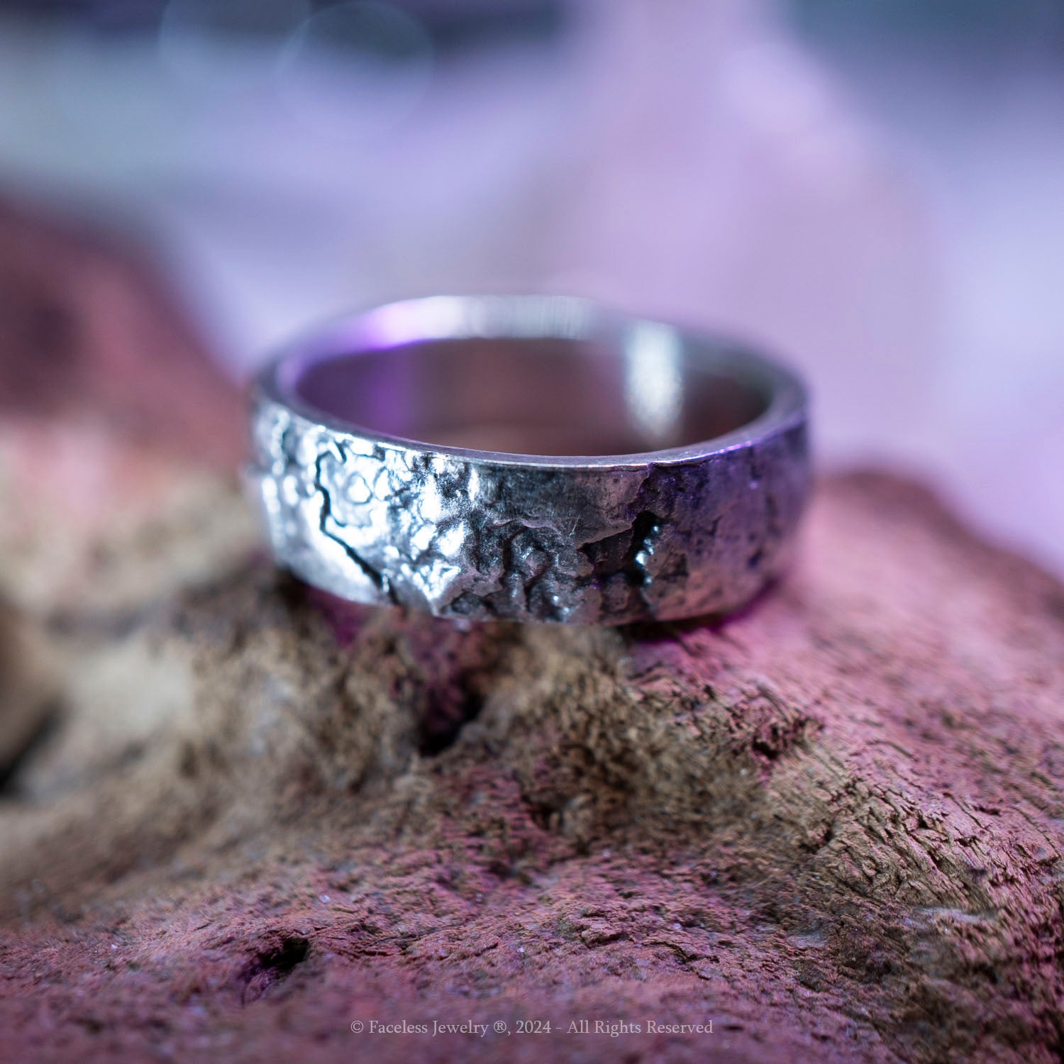 River's Promise - Sterling Silver Textured Band Ring – Faceless Jewelry